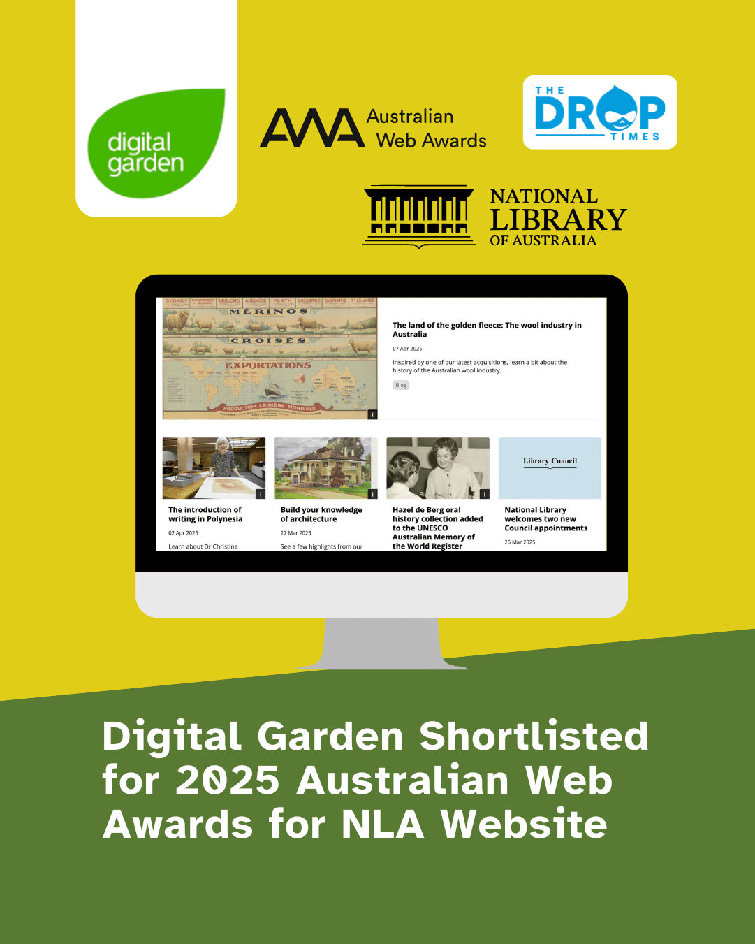Digital Garden Shortlisted for 2025 Australian Web Awards for NLA Website