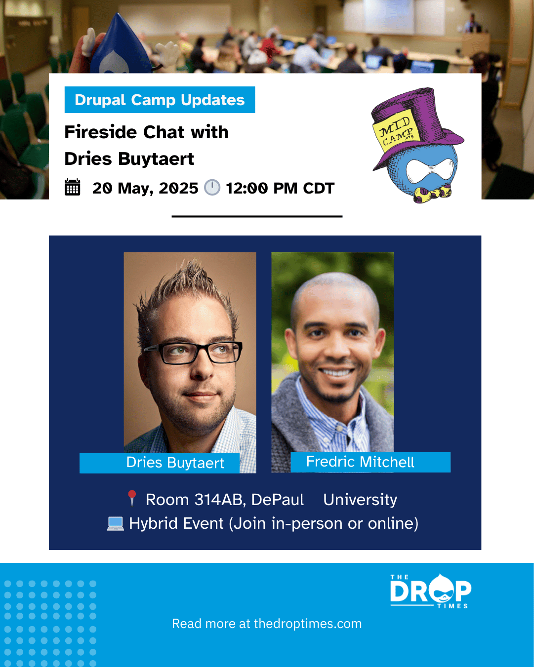 Dries Buytaert to Discuss Drupal’s Future in Fireside Chat at MidCamp 2025