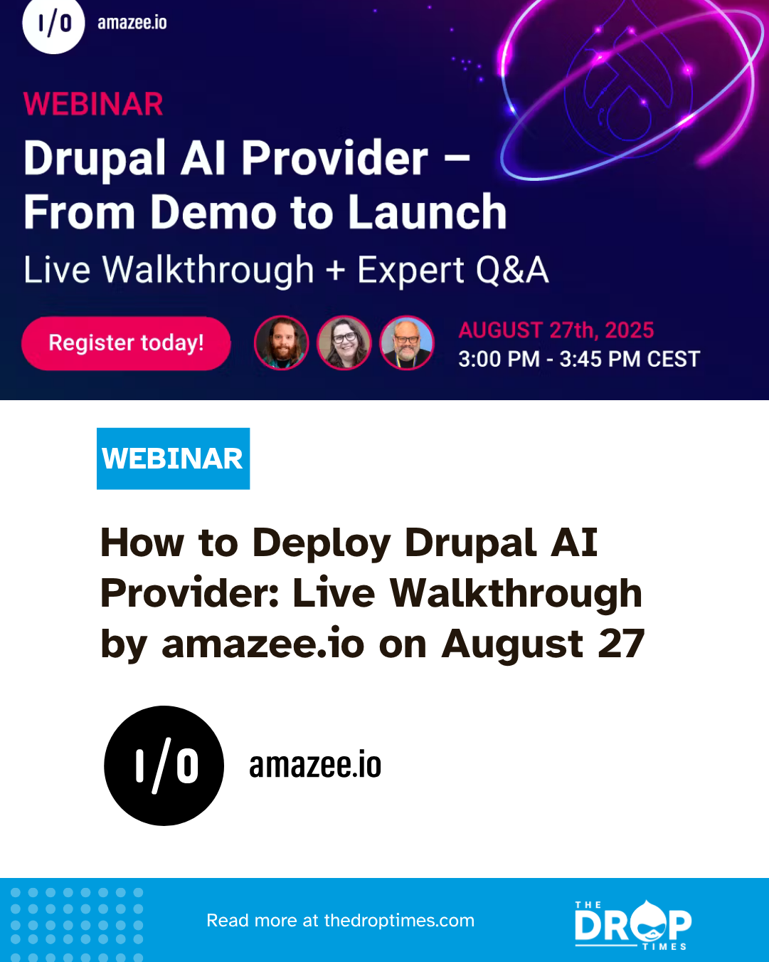 How to Deploy Drupal AI Provider: Live Walkthrough by amazee.io on August 27
