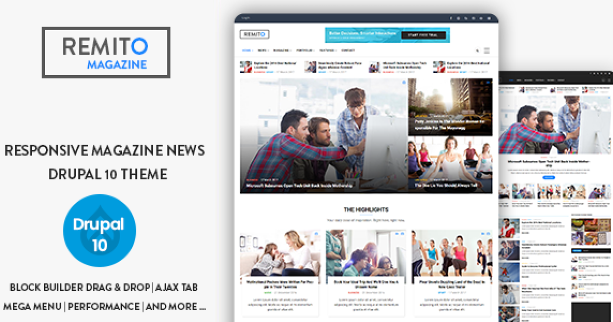 Remito: Modern Magazine News Drupal 10 Theme