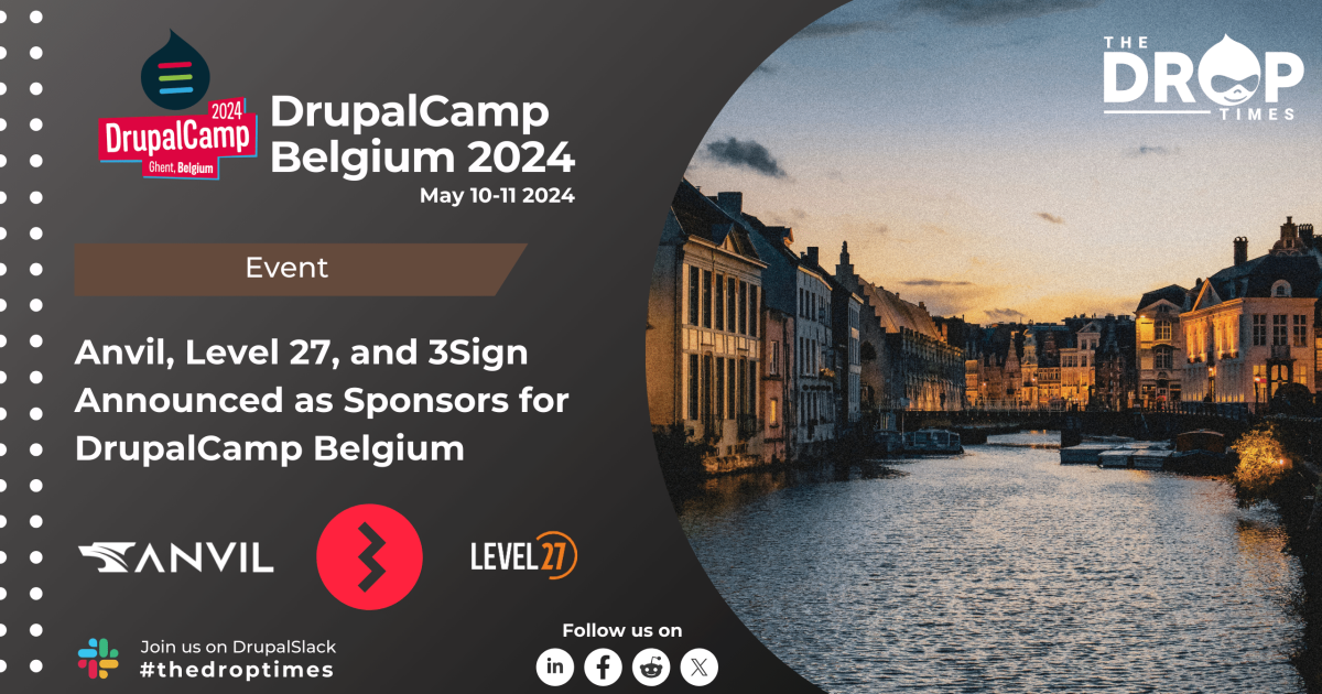 Anvil, Level 27, and 3Sign Announced as Sponsors for DrupalCamp Belgium