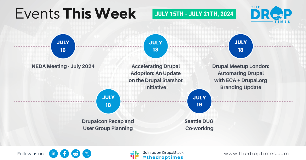 Upcoming Drupal Meetups and Events: July 15th - July 21st, 2024