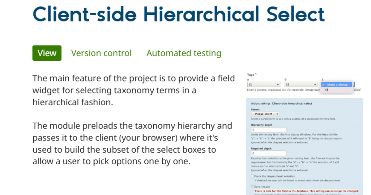 Client-side Hierarchical Select: Simplifying Taxonomy Management in Drupal Client-side Hierarchical Select: Simplifying Taxonomy Management in Drupal