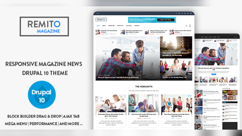 Remito: Modern Magazine News Drupal 10 Theme