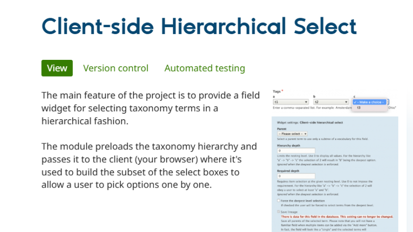 Client-side Hierarchical Select: Simplifying Taxonomy Management in Drupal